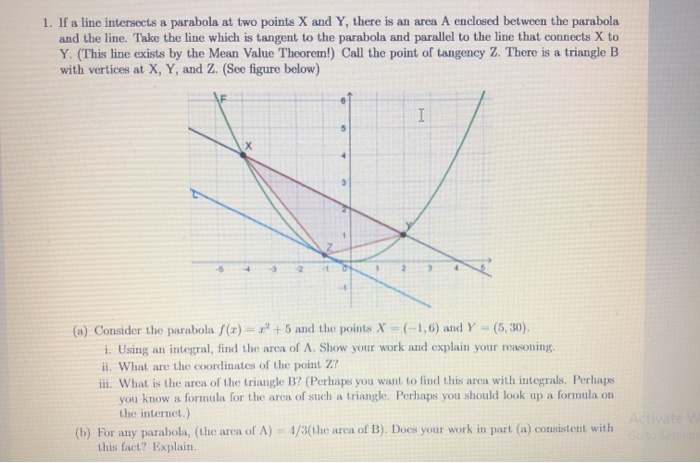 Solved 1. If a line intersects a parabola at two points X | Chegg.com