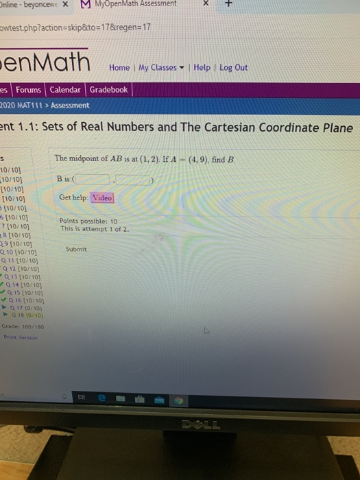Solved Online - beyoncewe X M MyOpen Math Assessment | Chegg.com