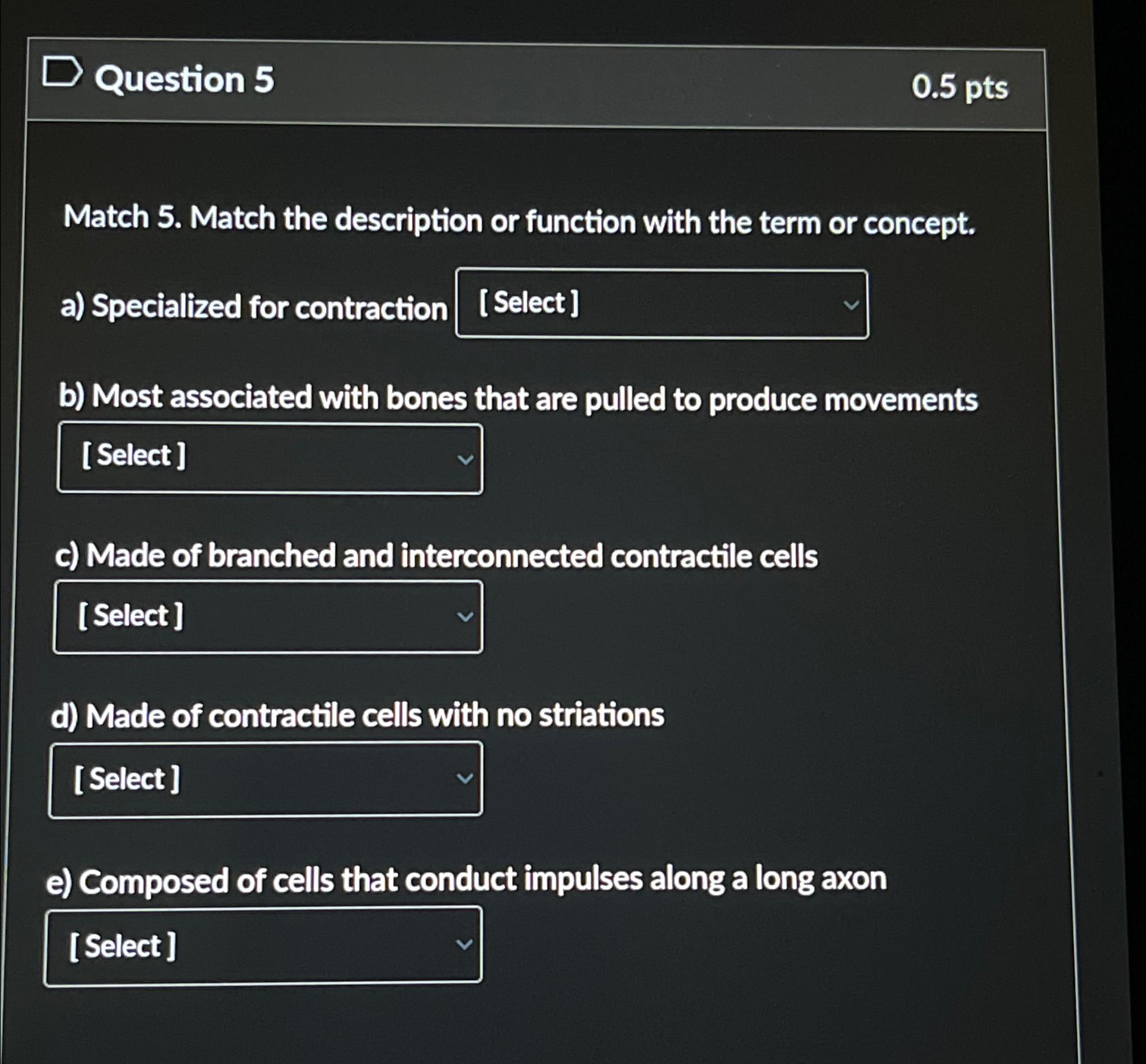 Solved Question 50.5 ﻿ptsMatch 5. ﻿Match the description or | Chegg.com