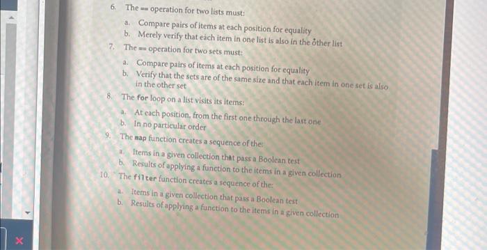 Solved 1. Examples of linear collections are: a. Sets and | Chegg.com
