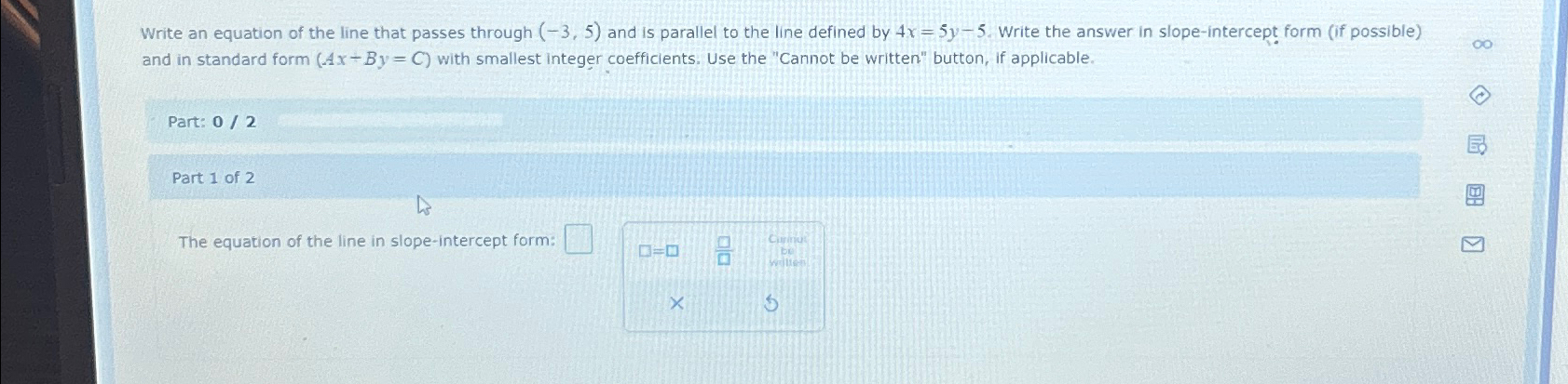 Solved Write an equation of the line that passes through | Chegg.com