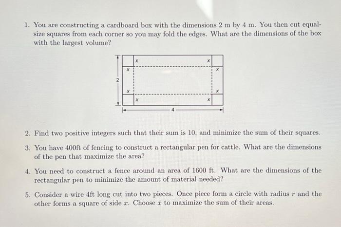 Solved 1. You are constructing a cardboard box with the | Chegg.com