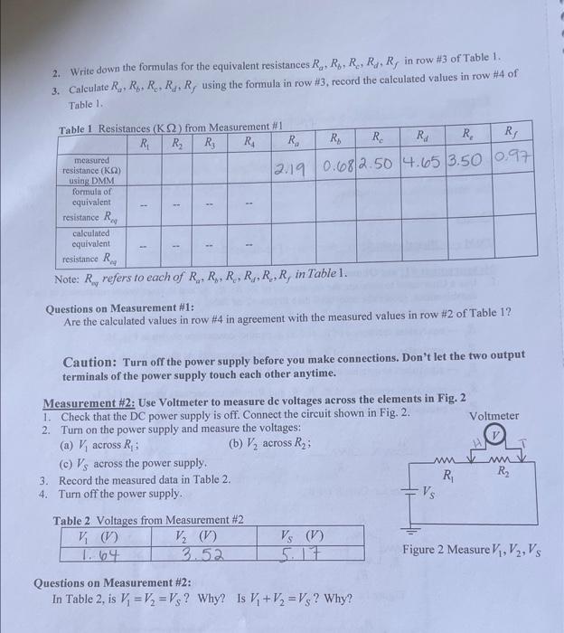 Solved Measurement #1: use Ohmmeter to measure resistance 1. | Chegg.com