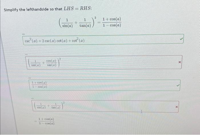 Solved Simplify the lefthandside so that LHS = RHS: | Chegg.com