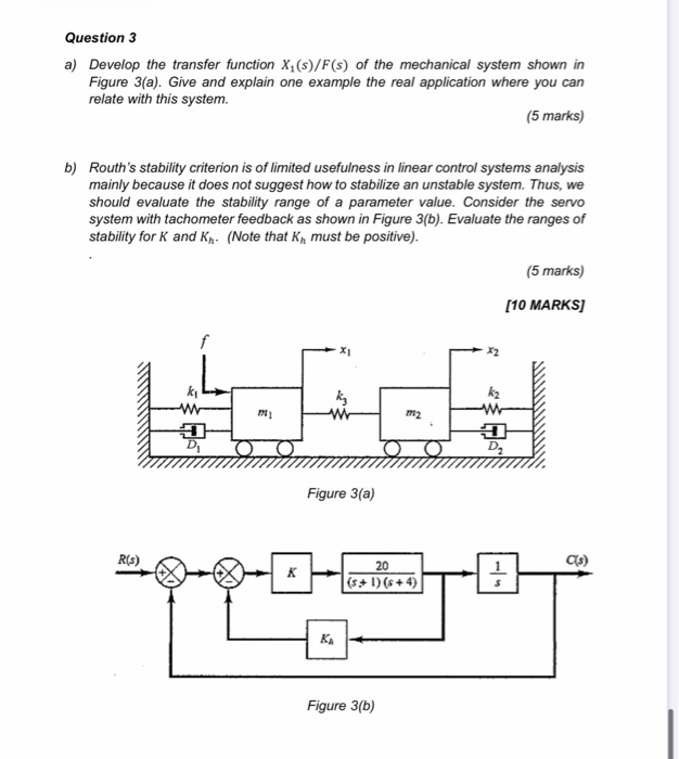 Solved Question 3 a) Develop the transfer function X. | Chegg.com