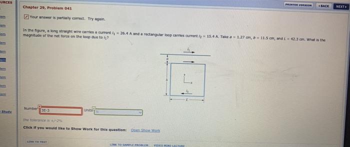 Solved URCES PRINTER VERSION Chapter 29, Problem 041 BACK | Chegg.com