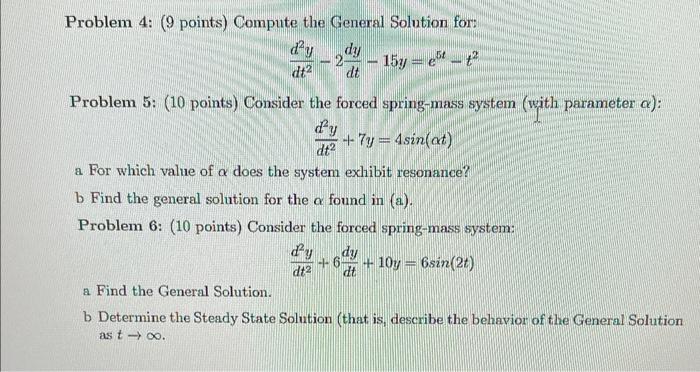 Solved Problem 4: (9 points) Compute the General Solution | Chegg.com