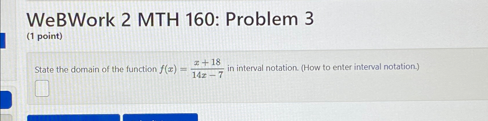 Solved WeBWork 2 ﻿MTH 160: Problem 3(1 ﻿point)State the | Chegg.com