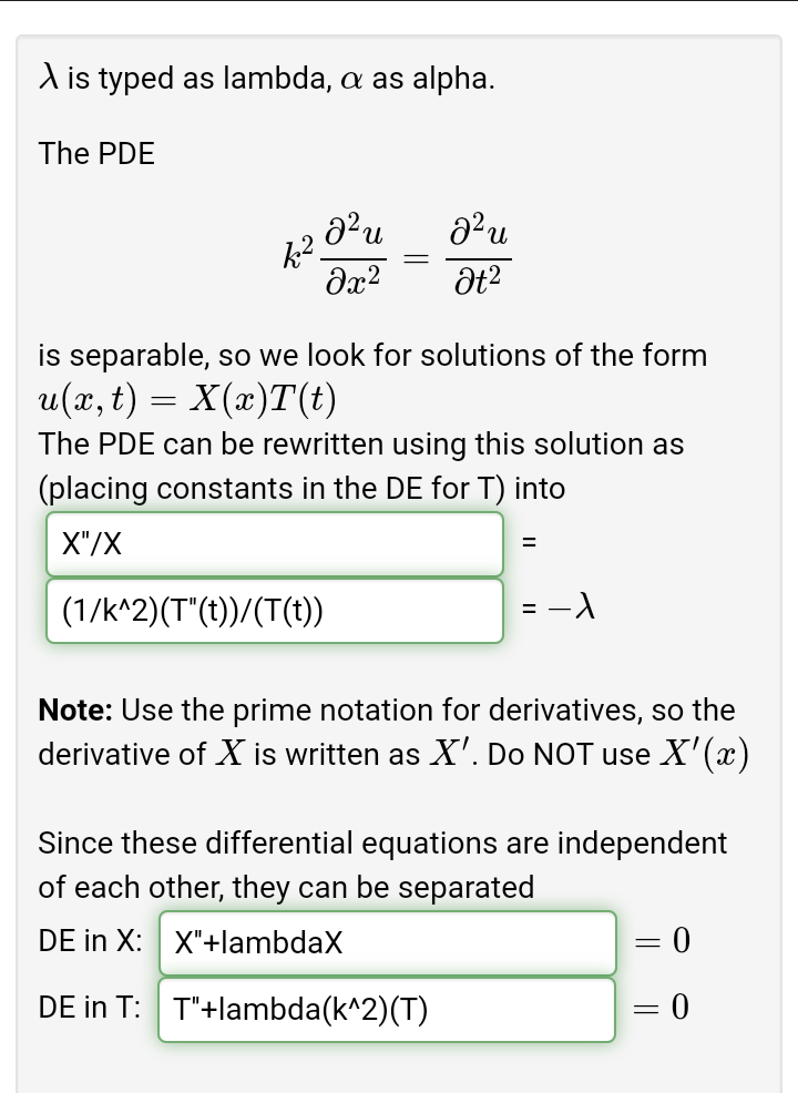 Solved λ is typed as lambda, α as alpha. The PDE | Chegg.com