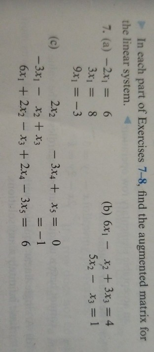Solved In each part of Exercises 7–8, find the augmented | Chegg.com