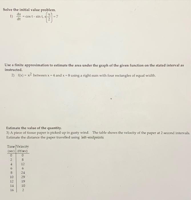 Solved Solve the initial value problem. 1) | Chegg.com