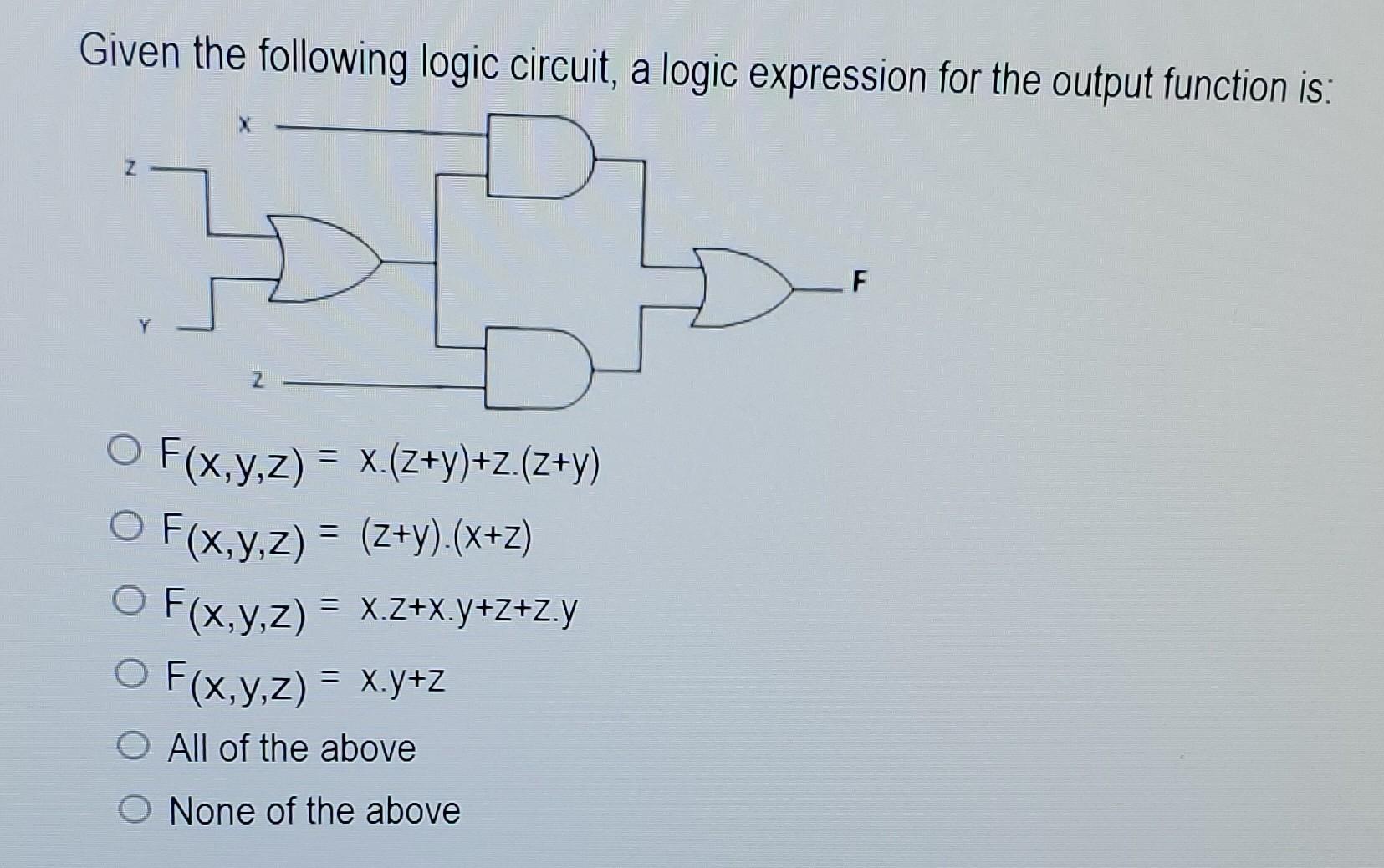 Solved Given the following logic circuit, a logic expression | Chegg.com