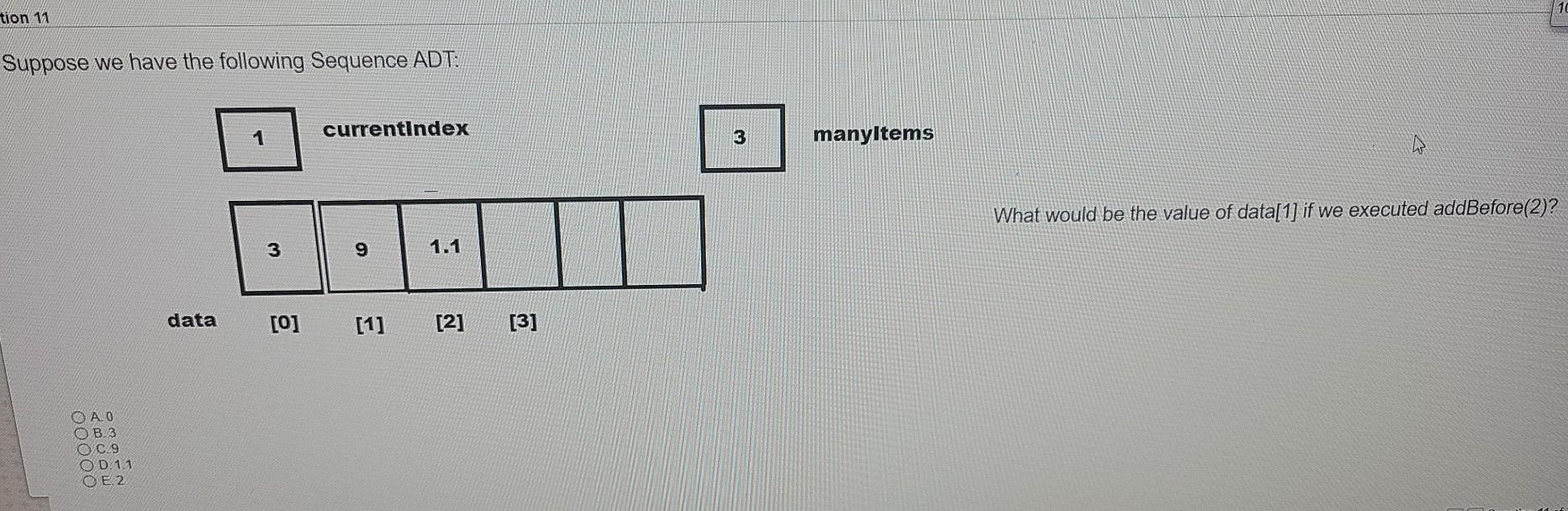 Solved 10 tion 11 Suppose we have the following Sequence | Chegg.com