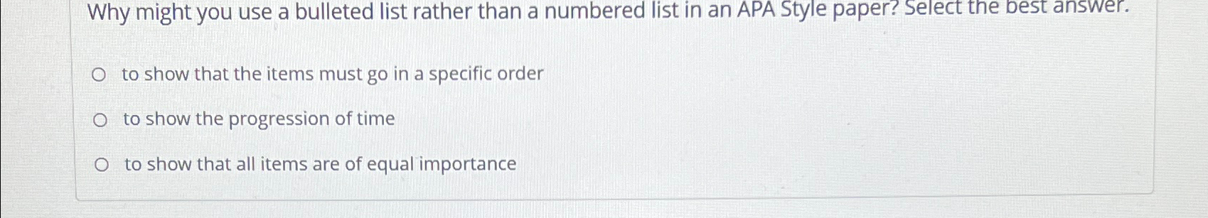 Solved Why might you use a bulleted list rather than a | Chegg.com