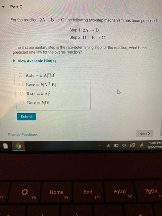 Solved Part A The following three-step mechanism has been | Chegg.com
