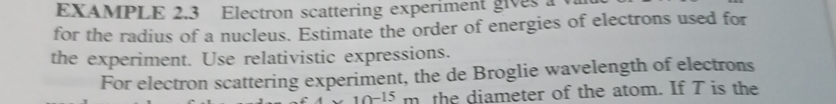 EXAMPLE 2.3 ﻿Electron scattering experiment for the | Chegg.com