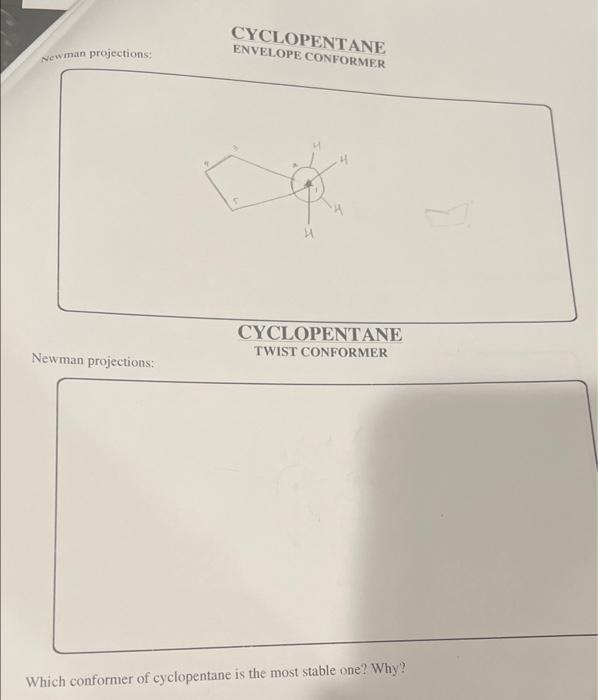 Solved CYCLOPENTANE ENVELOPE CONFORMER Newman projections | Chegg.com