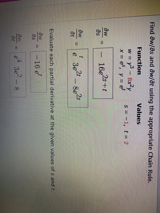 Solved Find Ow/as and Ow/ât using the appropriate Chain | Chegg.com