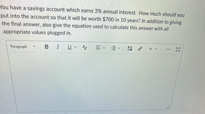 Solved ou have a savings account which earns 3% annual | Chegg.com