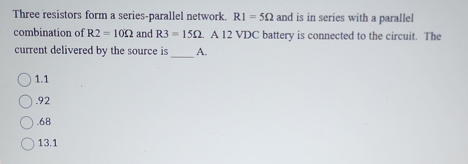 Solved Three resistors form a series-parallel network. R1 | Chegg.com