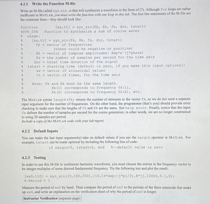 Solved 4.2.1 Write the Function M-file Write an M-file | Chegg.com