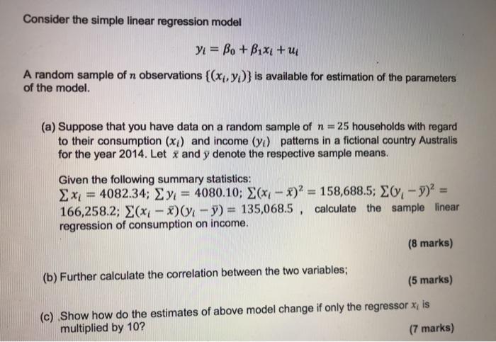 Solved Consider the simple linear regression model y = Bo + | Chegg.com