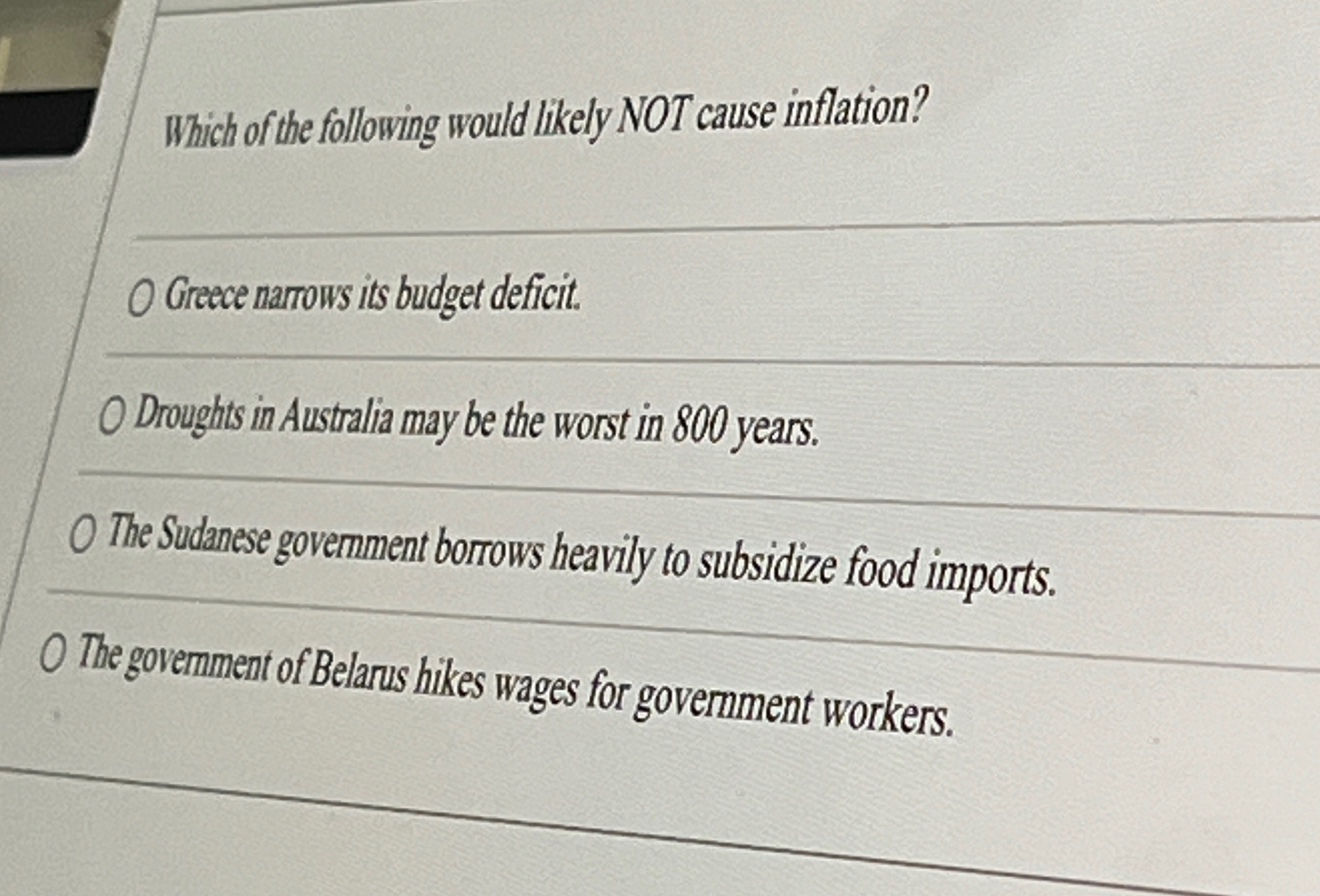 Solved Which of the following would likely NOT cause | Chegg.com