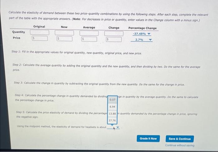 Solved 2. Calculating the price elasticity of demand: A | Chegg.com