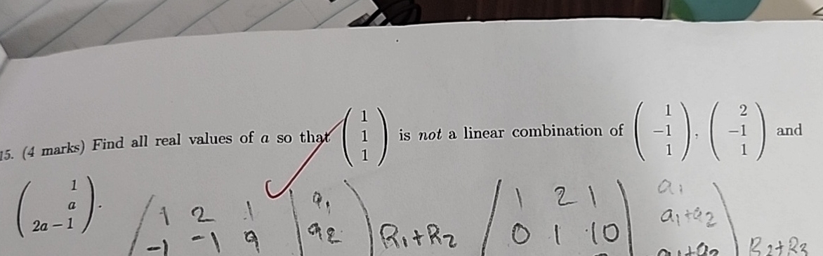 Solved (4 ﻿marks) ﻿Find all real values of a ﻿so that | Chegg.com