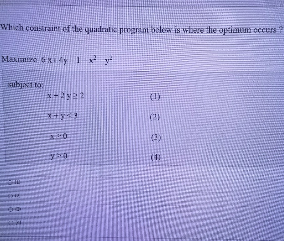 Solved Which constraint of the quadratic program below is | Chegg.com