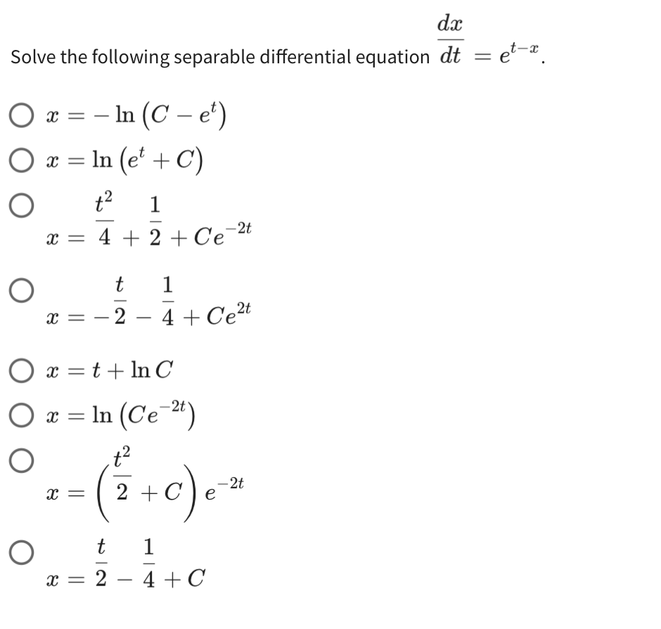 Solved Solve the following separable differential equation | Chegg.com