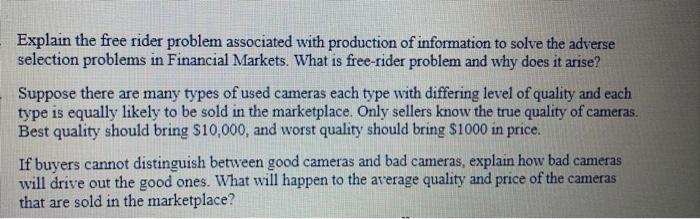 Solved Explain the free rider problem associated with | Chegg.com