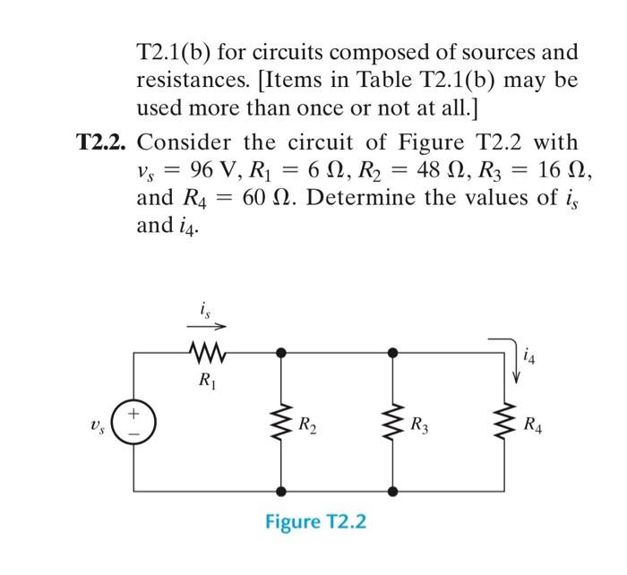 Solved T2.1(b) for circuits composed of sources and | Chegg.com