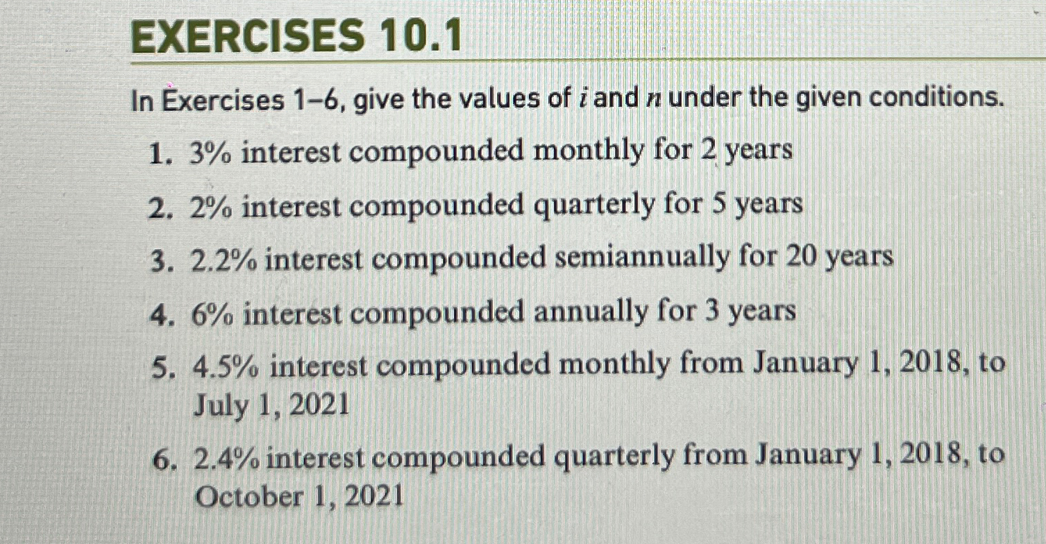 Solved EXERCISES 10.1In Exercises 1-6, ﻿give the values of i | Chegg.com