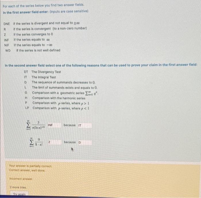 Solved For each of the series below you find two answer | Chegg.com