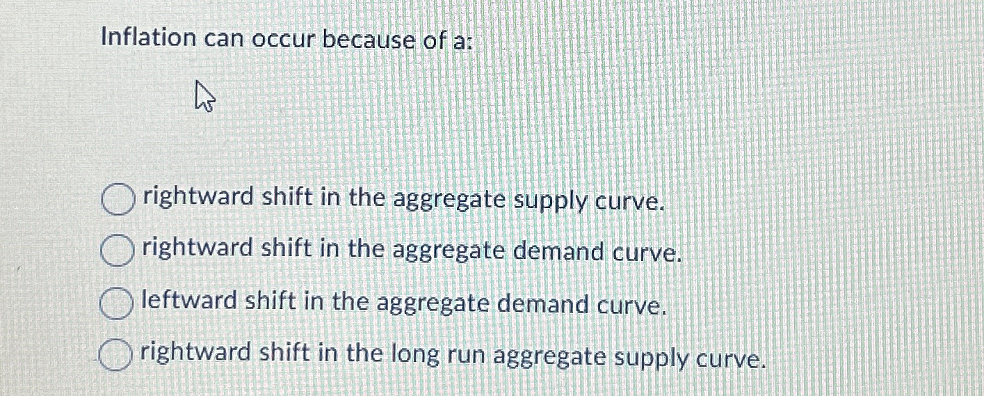 Solved Inflation can occur because of a:rightward shift in | Chegg.com