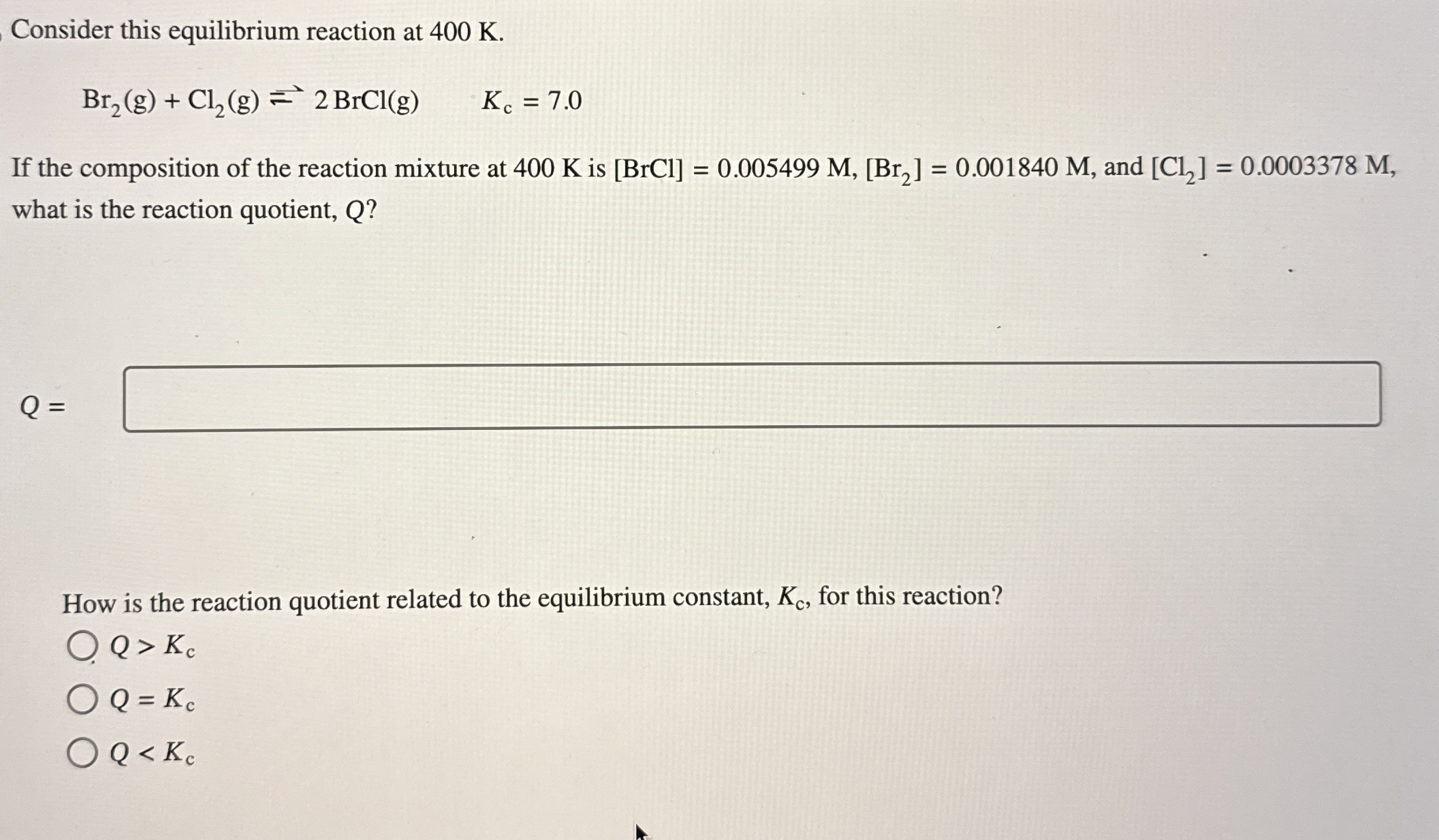 Solved Consider this equilibrium reaction at 400 ﻿K | Chegg.com