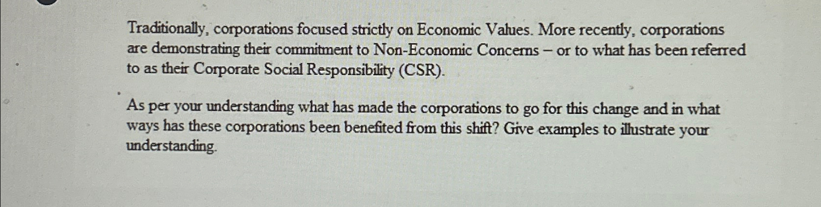 Solved Traditionally, corporations focused strictly on | Chegg.com