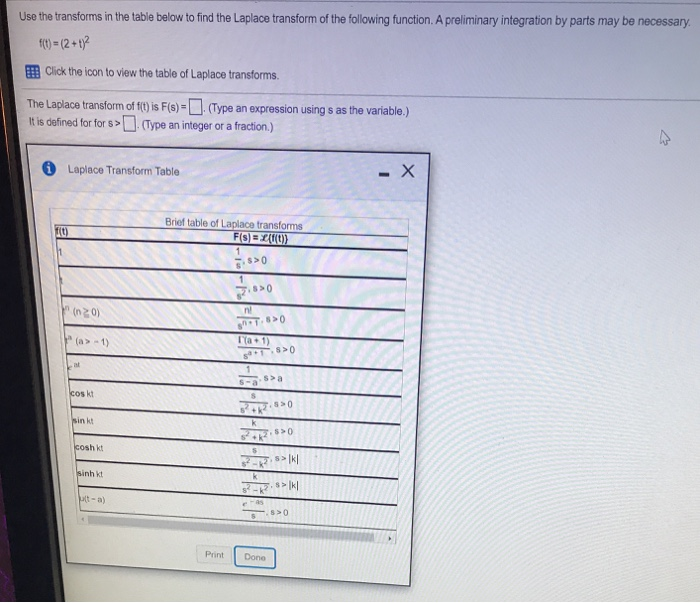 Solved Use the transforms in the table below to find the | Chegg.com
