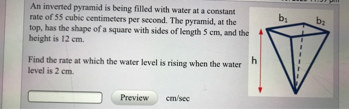 Solved An inverted pyramid is being filled with water at a | Chegg.com