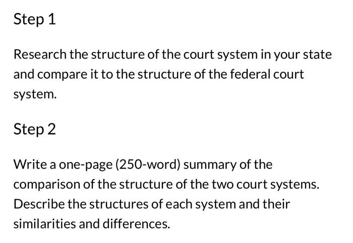 Solved Research the structure of the court system in your | Chegg.com
