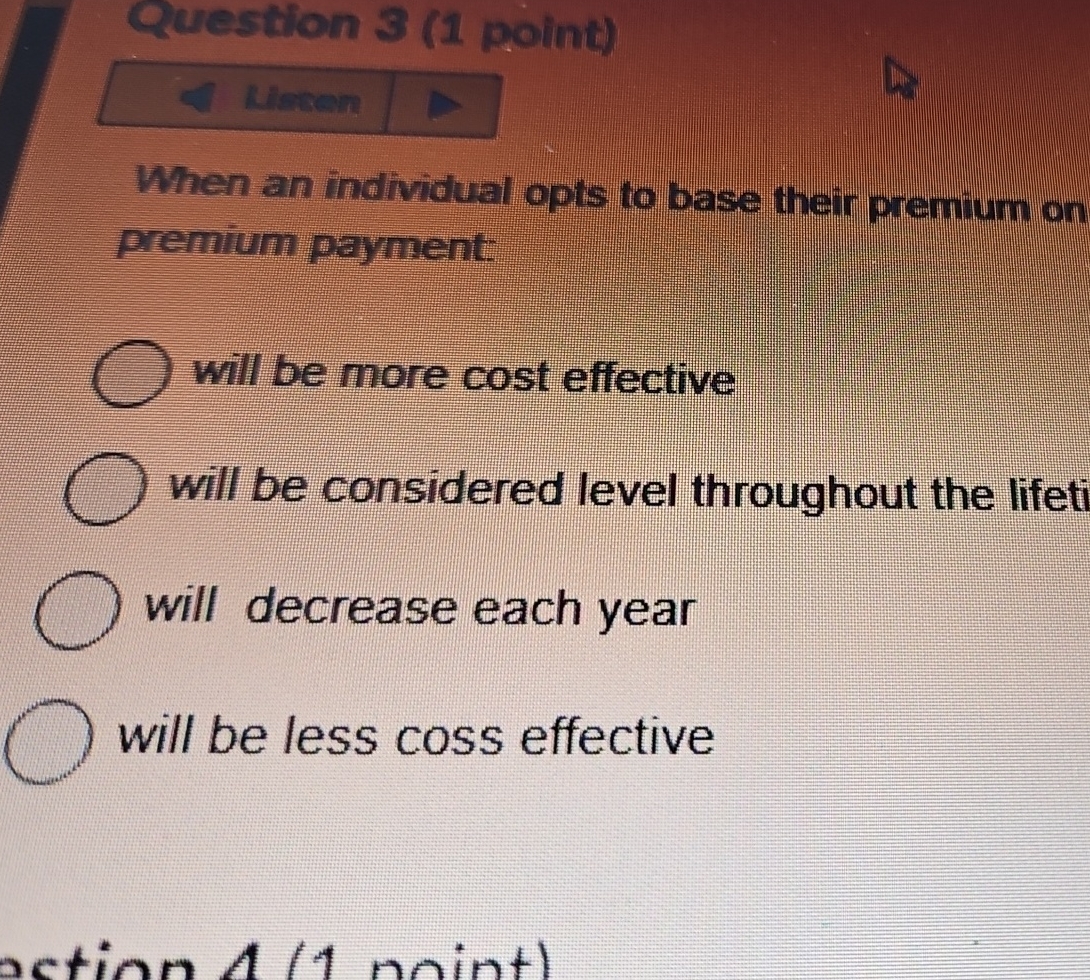 Solved Question 3 (1 ﻿point)When an individual opts to base | Chegg.com