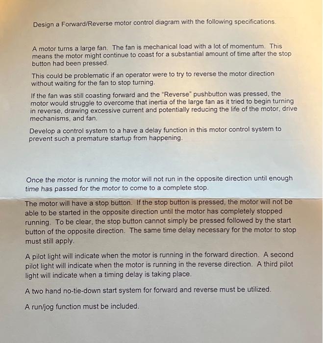 Solved Design a Forward/Reverse motor control diagram with | Chegg.com