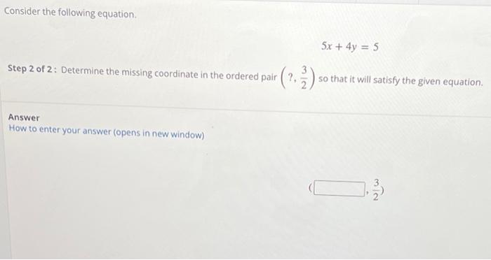 Solved Consider the following equation. 5x + 4y = 5 Step 2 | Chegg.com