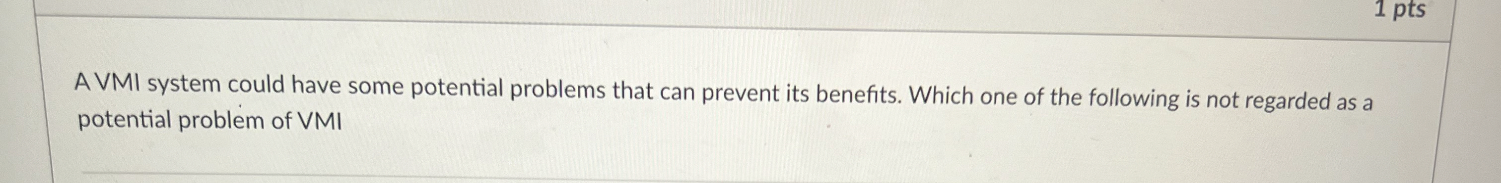 Solved A VMI system could have some potential problems that | Chegg.com