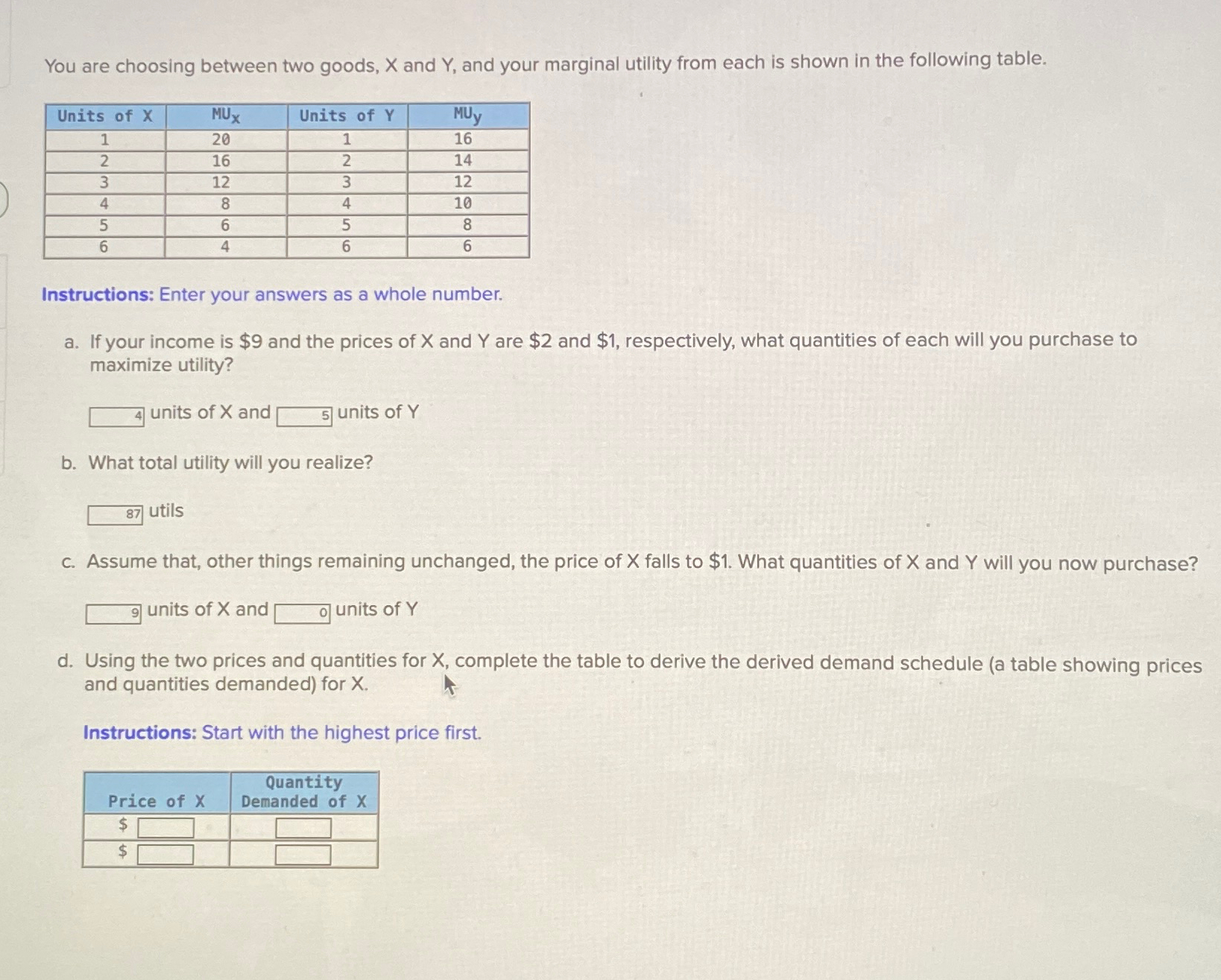 Solved You are choosing between two goods, x ﻿and Y, ﻿and | Chegg.com