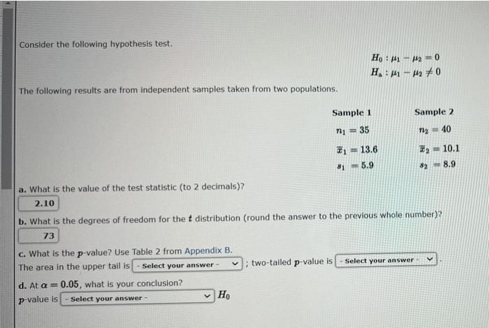 Solved Consider the following hypothesis test. The following | Chegg.com