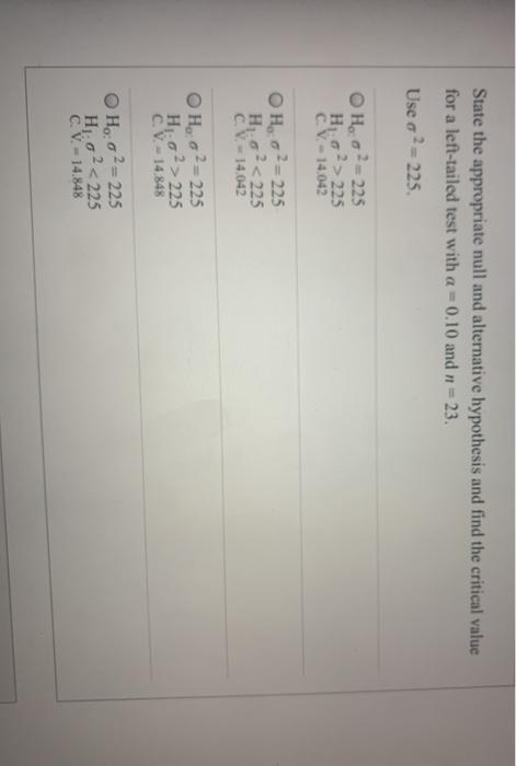 Solved State the appropriate null and alternative hypothesis | Chegg.com