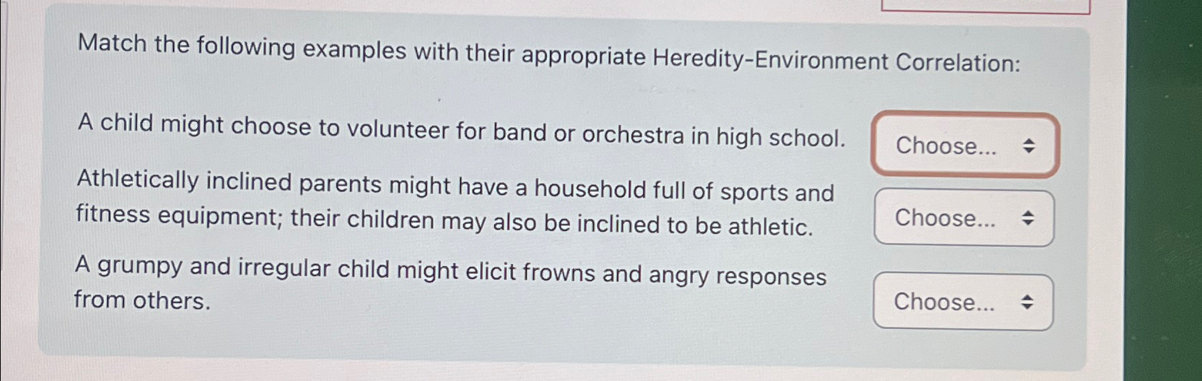 Solved Match the following examples with their appropriate | Chegg.com