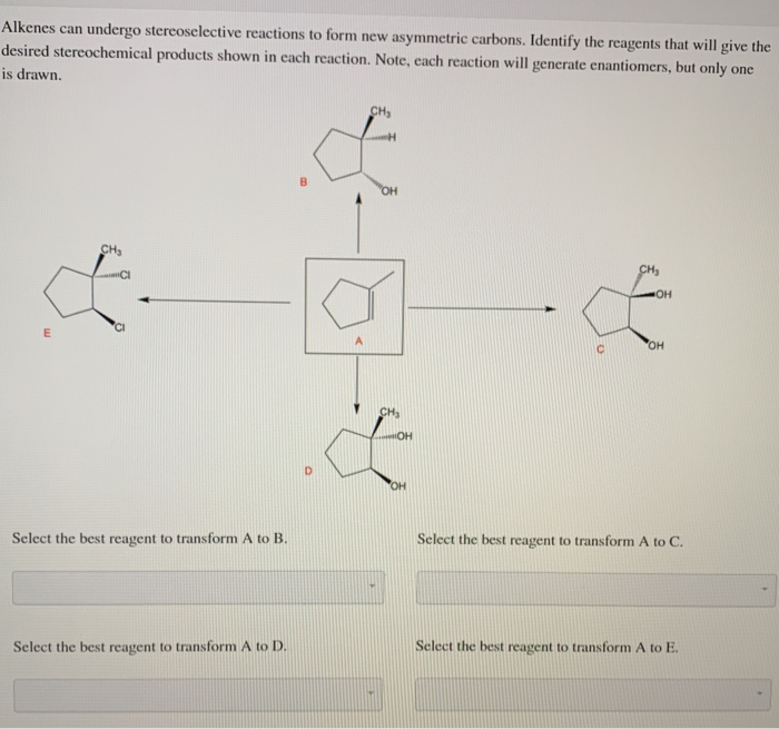 Solved Alkenes can undergo stereoselective reactions to form | Chegg.com
